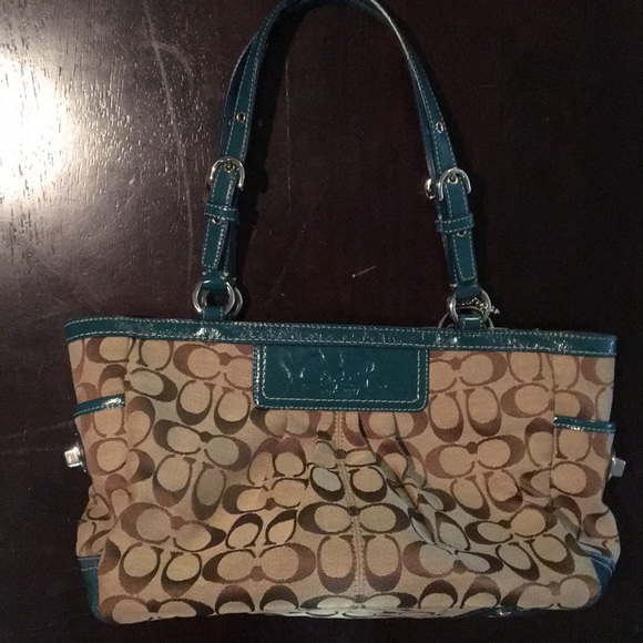 Coach | Bags | Coach Purse With Teal Accents | Poshmark